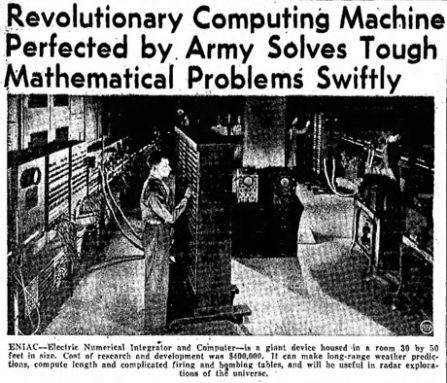 Today in Media History: In 1946 the press introduced the 30-ton ENIAC ...
