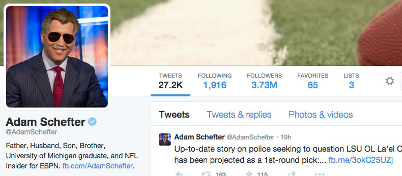 ESPN asks Adam Schefter to take a Twitter holiday during the NFL draft ...